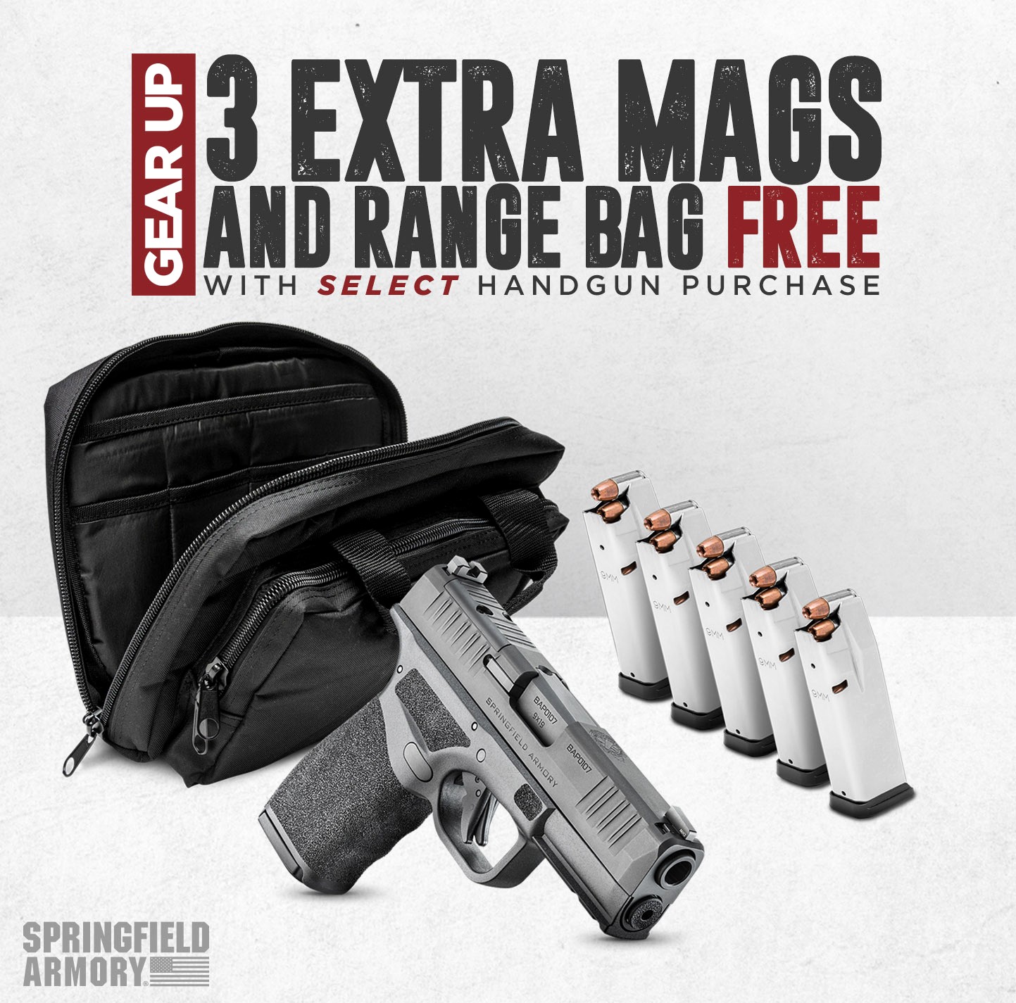 New Springfield Hellcat “Gear Up” Package, 9mm, 3.0″ Barrel, Textured Grip, Tritium Front Sight ...
